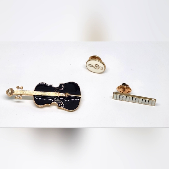 Jewelry | Lot Of 3 Musical Brooches Music Note Chello Violin Keyboard ...